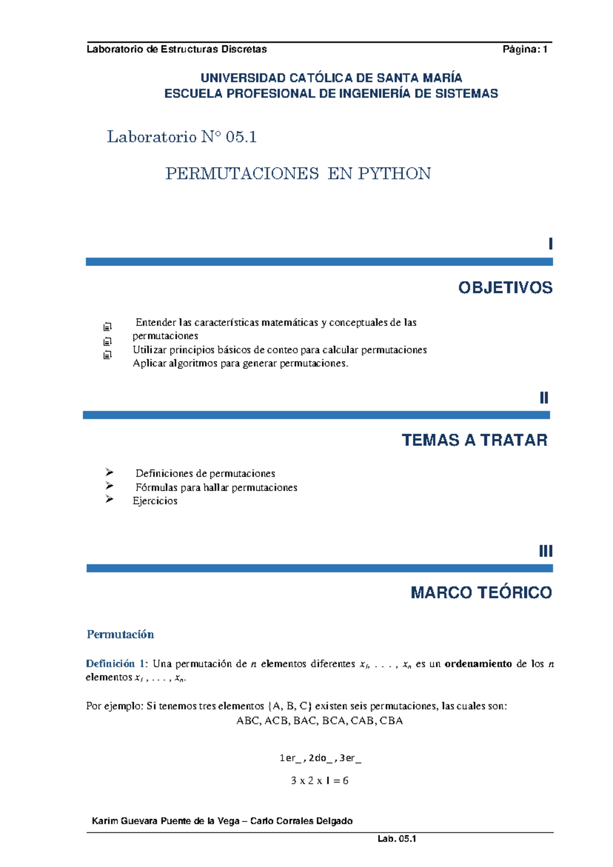 Lab05 1 Permutaciones - practica - Karim Guevara Puente de la Vega ...
