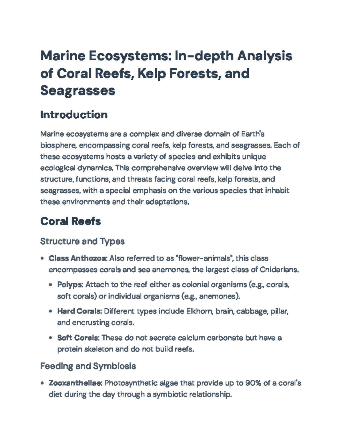 Comprehensive Overview of Marine Ecosystems: Coral Reefs & Kelp Forests ...