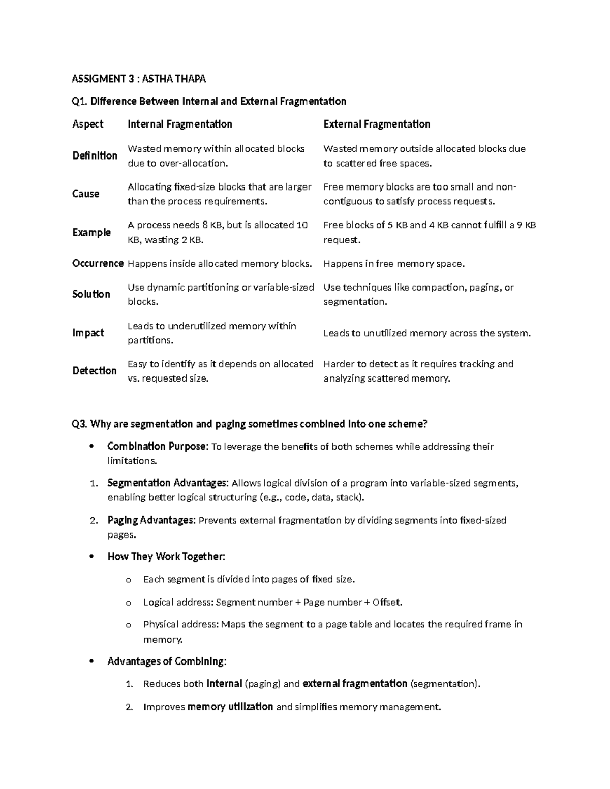Assigment 3 - ASSIGMENT 3 : ASTHA THAPA Q1. Difference Between Internal ...