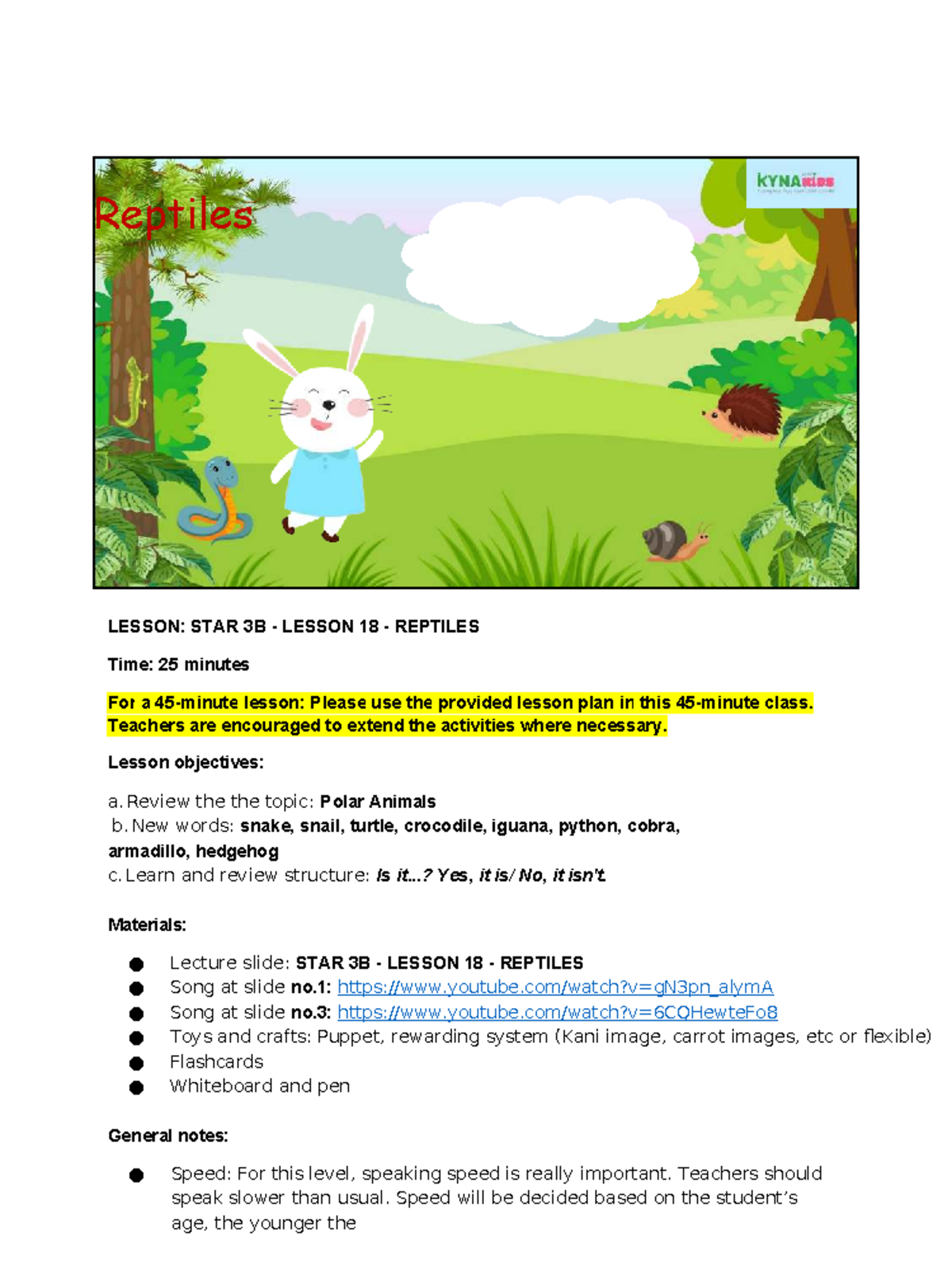 Reptiles Lesson Plan: STAR 3B Lesson 18 - Engaging Activities ...