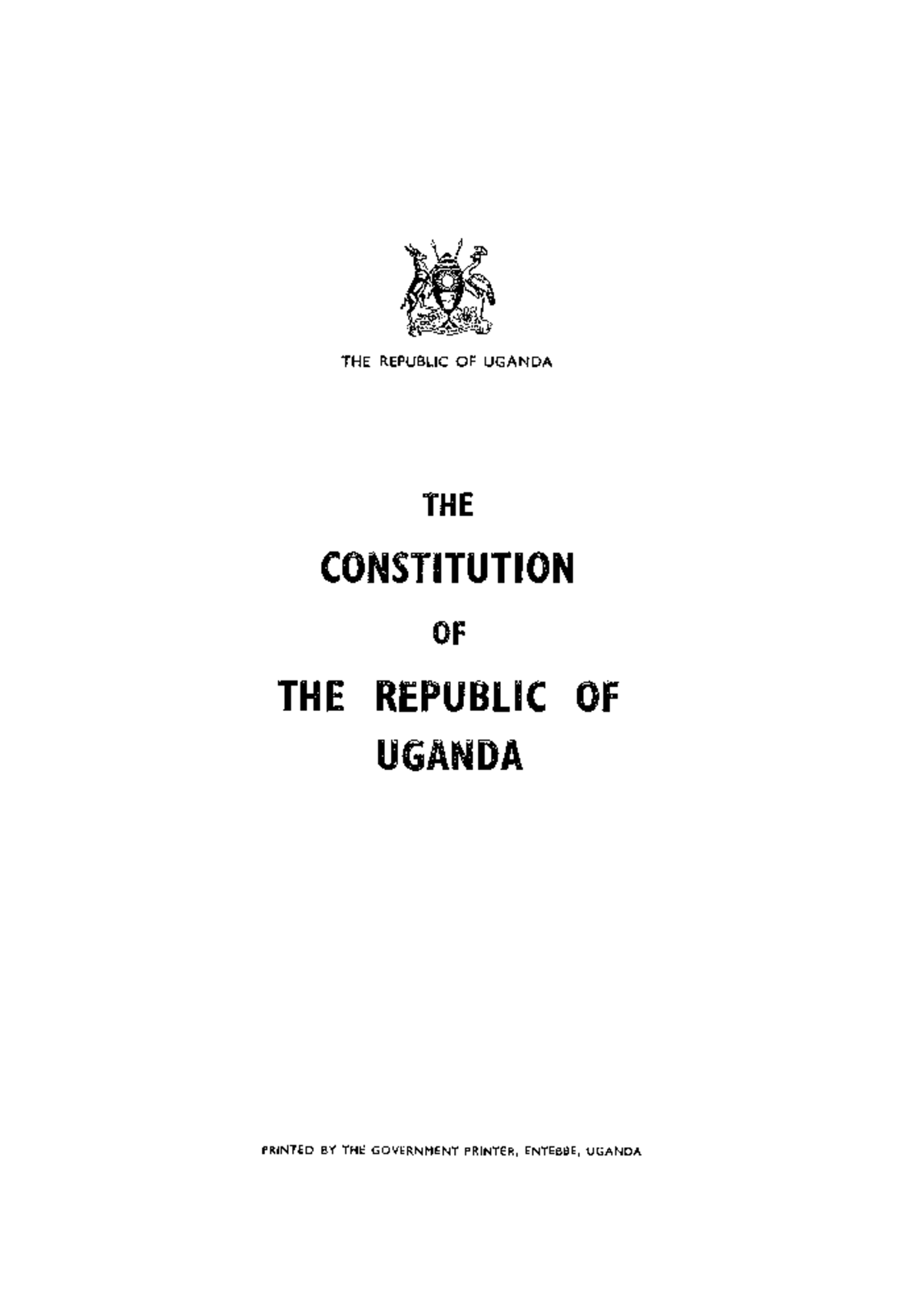 Constitution of the Republic of Uganda: Detailed Articles and ...