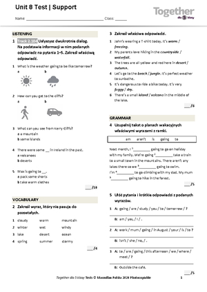 Together kl5 U5 Unit Test Support - Together dla 5 klasy Tests ...