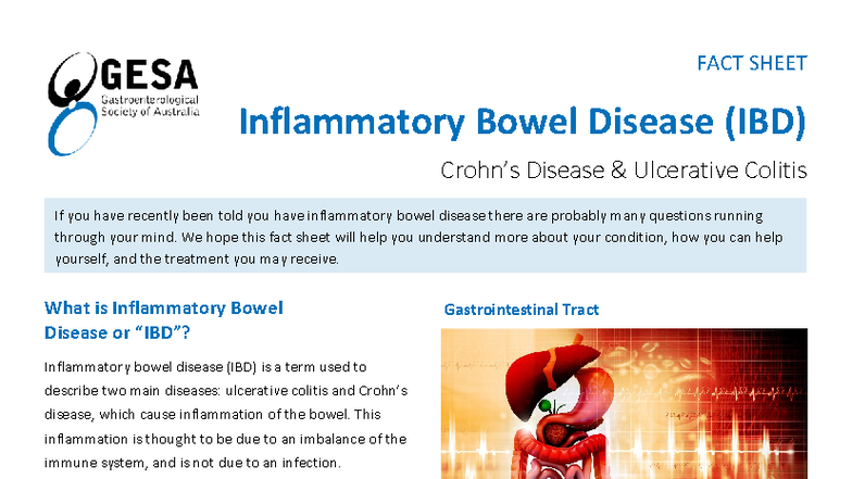 IBD Fact Sheet: Understanding Ulcerative Colitis & Crohn's Disease ...