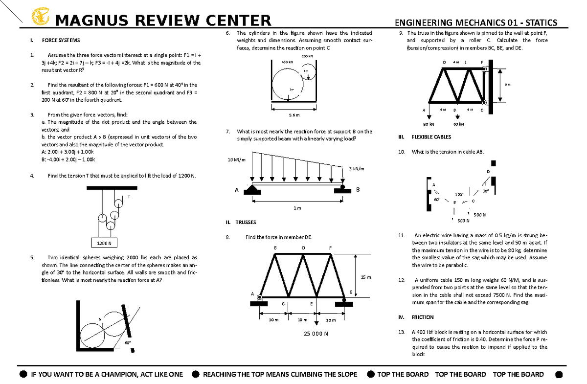 Statics - Engineering Mechanics 01 Comprehensive Guide - Studocu