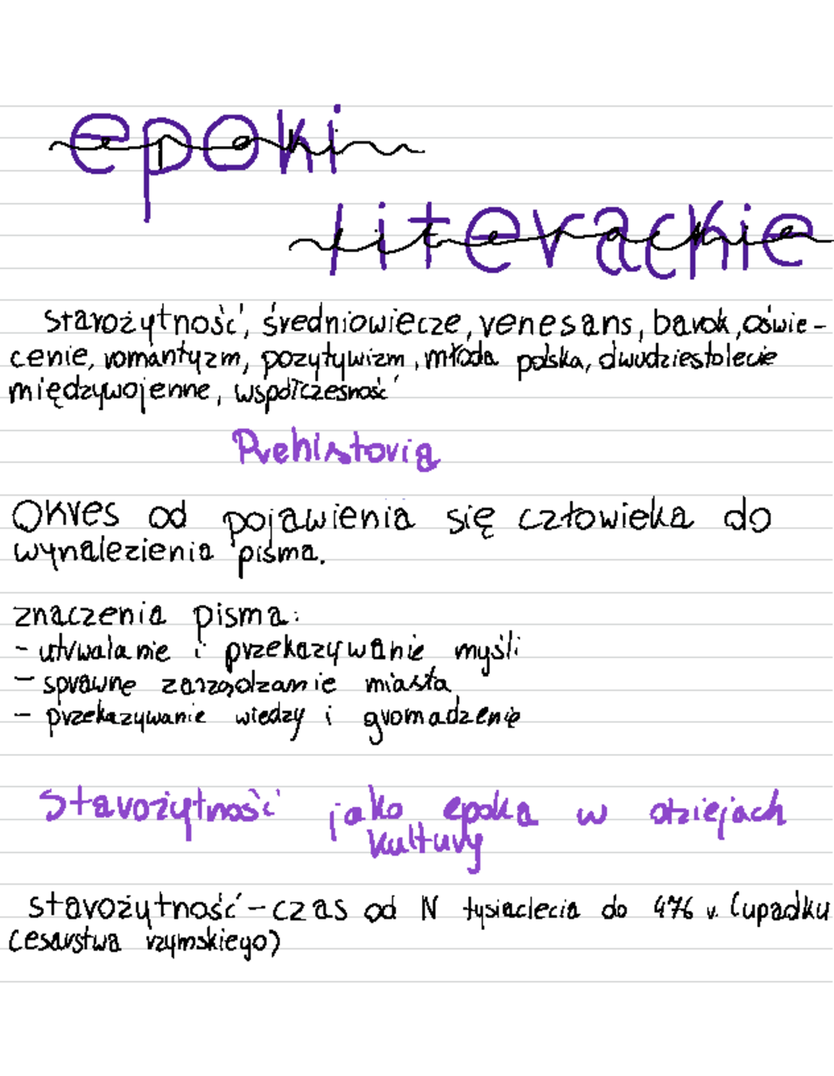 Język Polski 3 - Epoki: Od Prehistorii do Antyku - Studocu