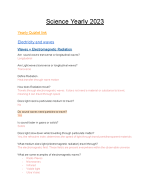 Year 9 Science - Grade: 9 - Secondary School - Studocu