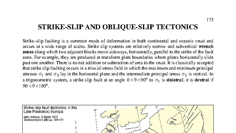173 AND TECTONICS: Geometric Rules of Strike Slip Faulting - Studocu