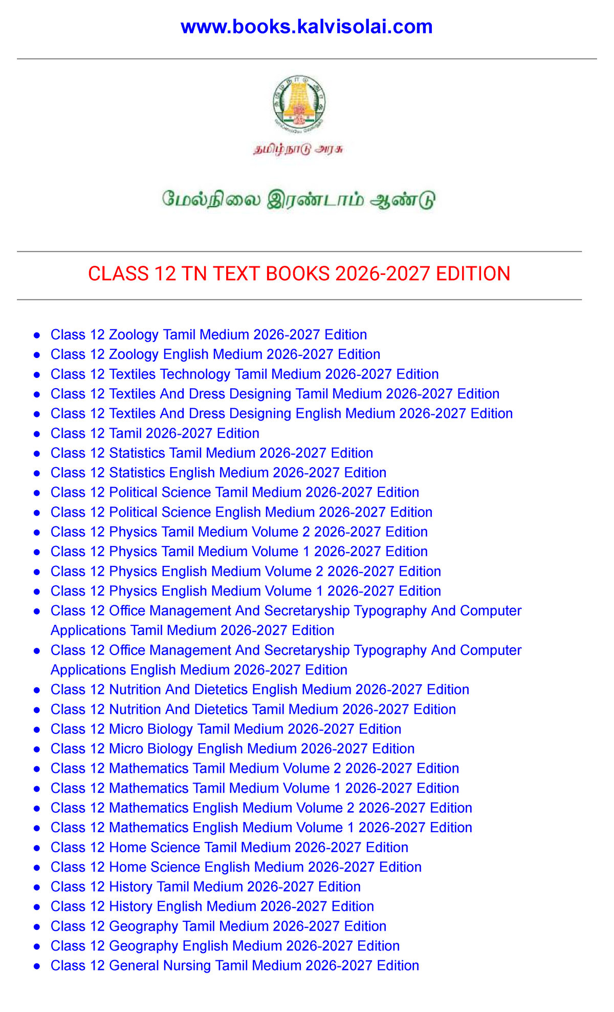 TN New Syllabus Textbooks for Classes 1 to 12 (2026-2027) - Studocu