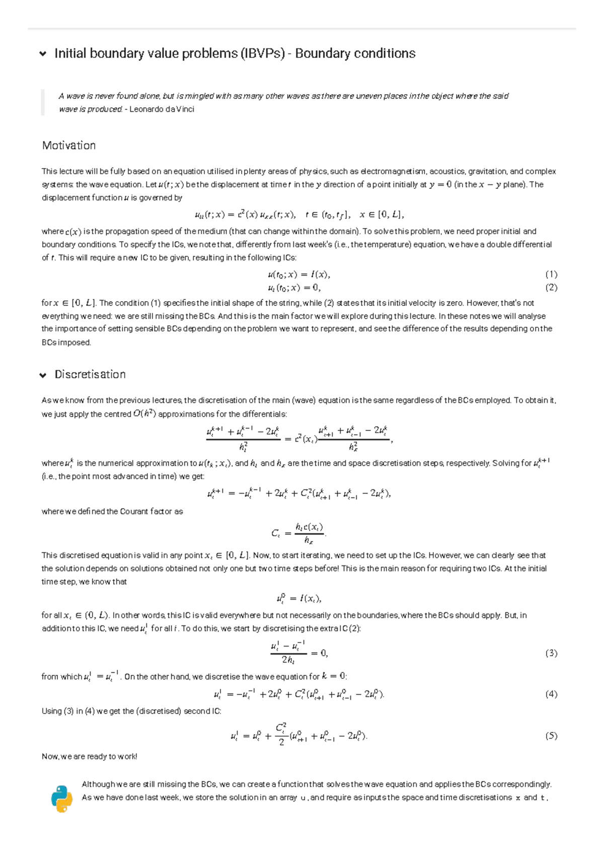 Lecture 10: Initial Boundary Value Problems (IBVPs) and Wave Equation ...