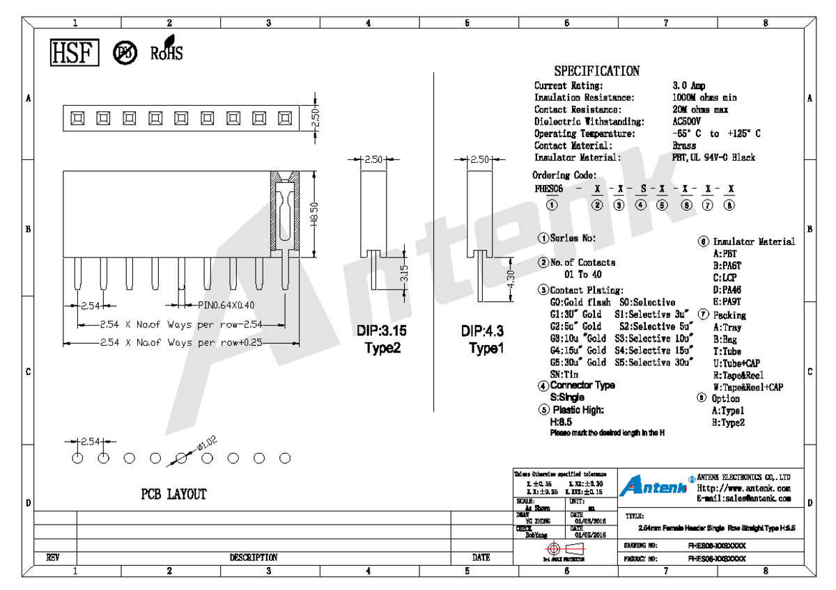 HSF Pb RoHS Specification for 2.54mm Female Header Connector - Studocu