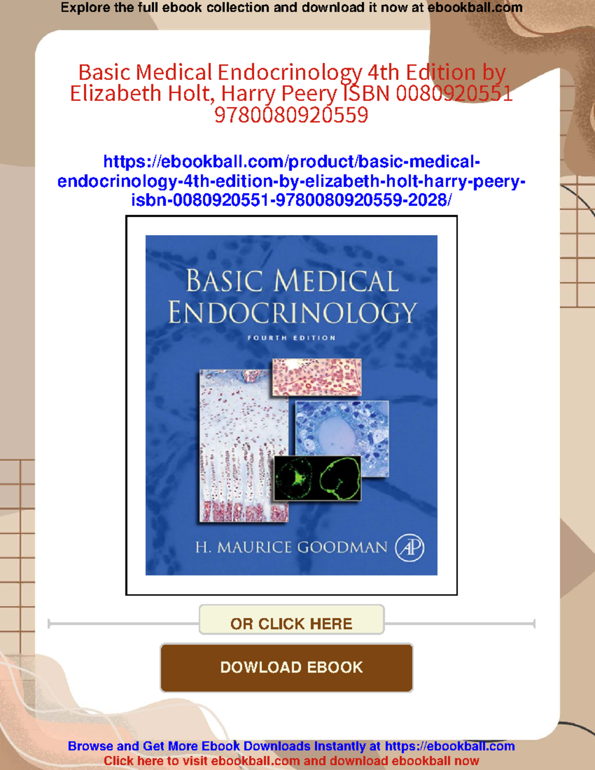 Basic medical endocrinology 4th edition by Holt and Peery - Studocu