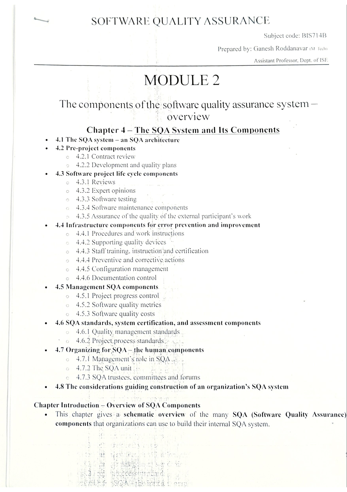BIS714B Software Quality Assurance: Module 2 Overview and Components ...