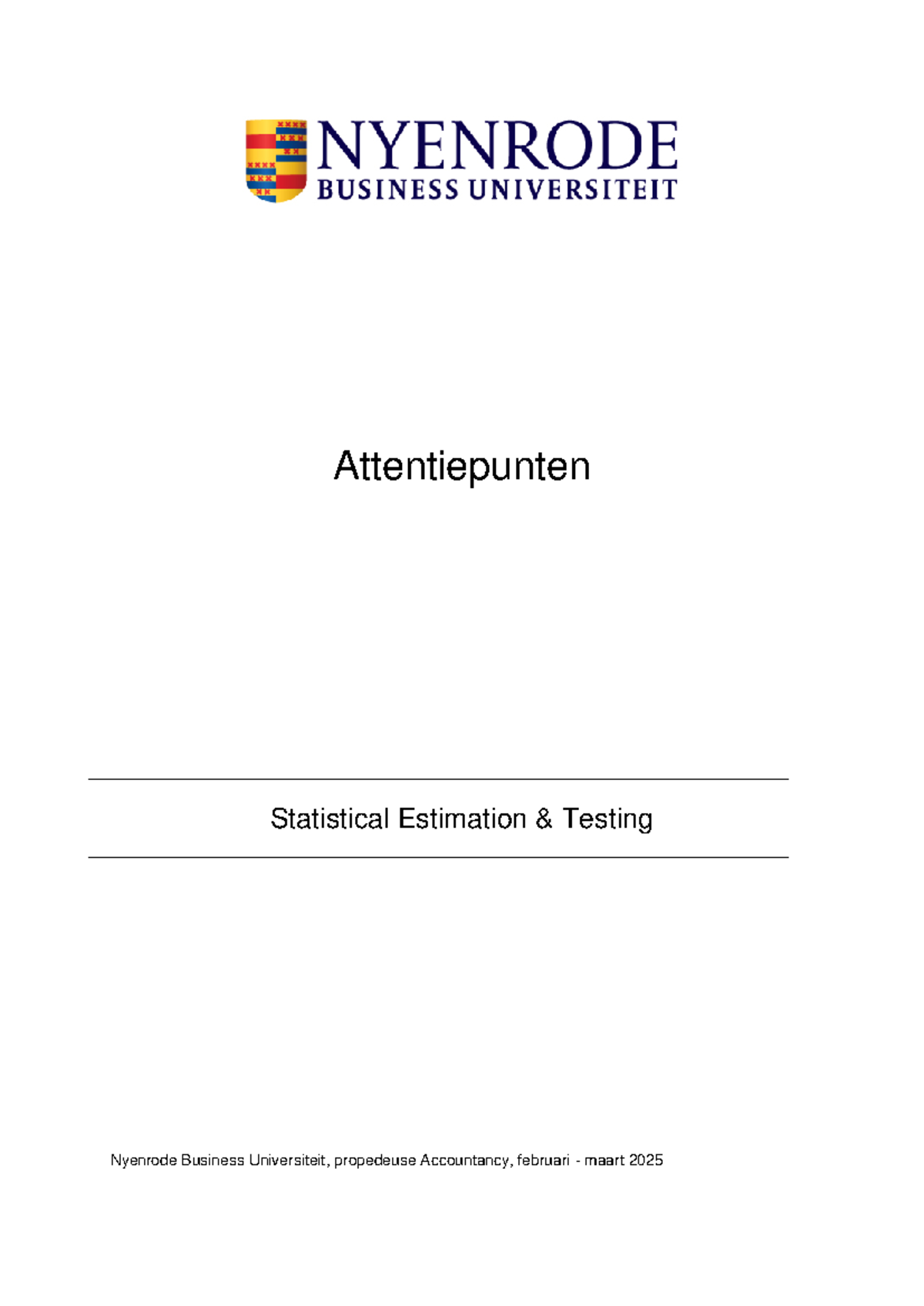 Attentiepunten SET VJ25: Statistische Schatting & Toetsing 2025 ...