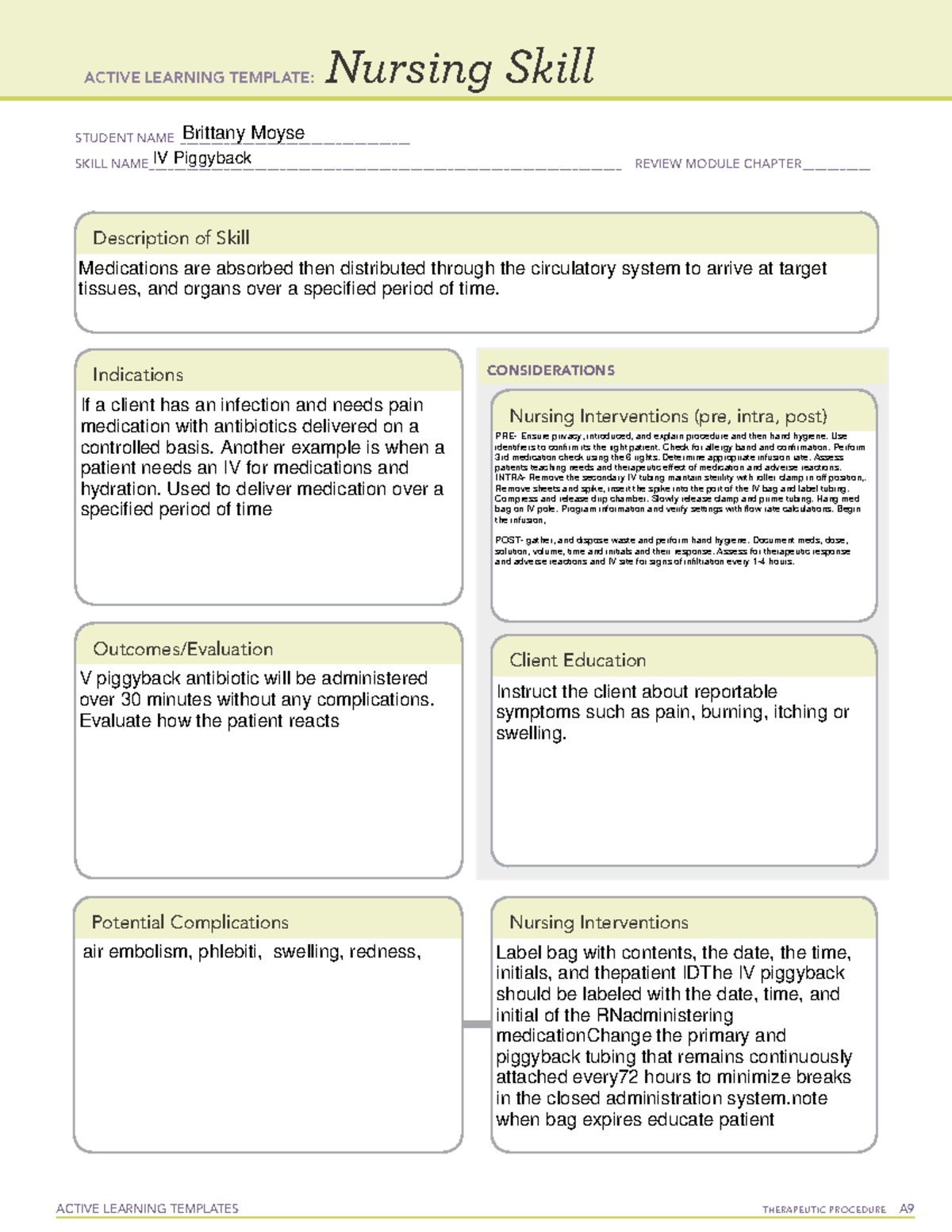 Nursing Skill: Active Learning Template for Therapeutic Procedures ...