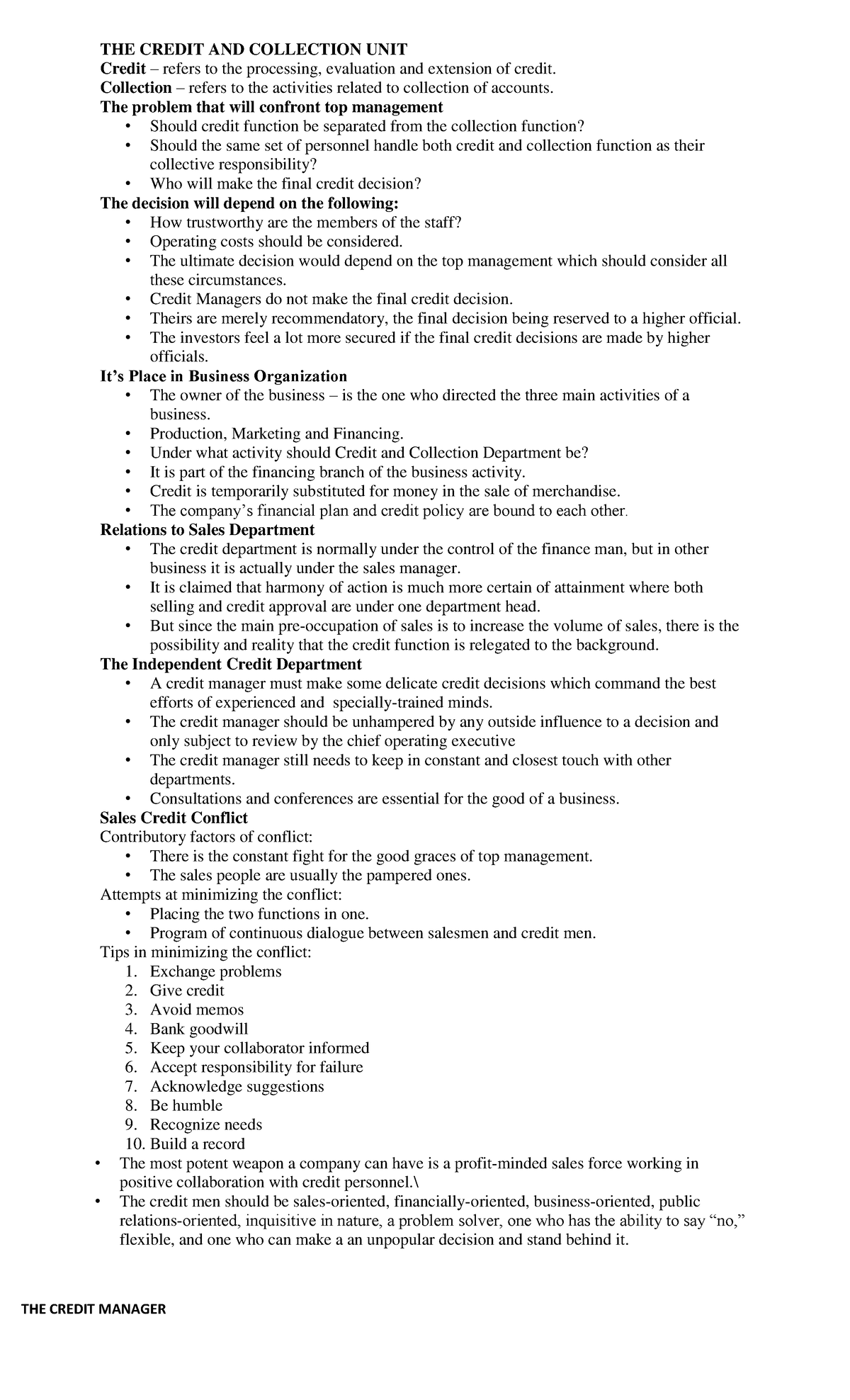 Chapter 3-5 Lecture Notes on Credit & Collection Management - Studocu