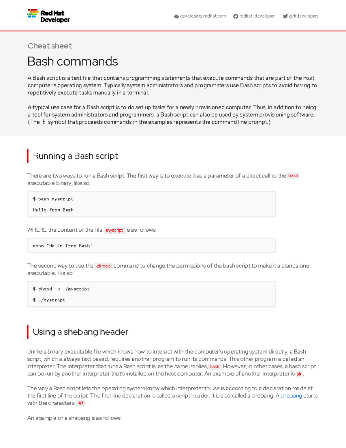 Bash Commands Cheat Sheet for Red Hat Developers - Essential Guide ...