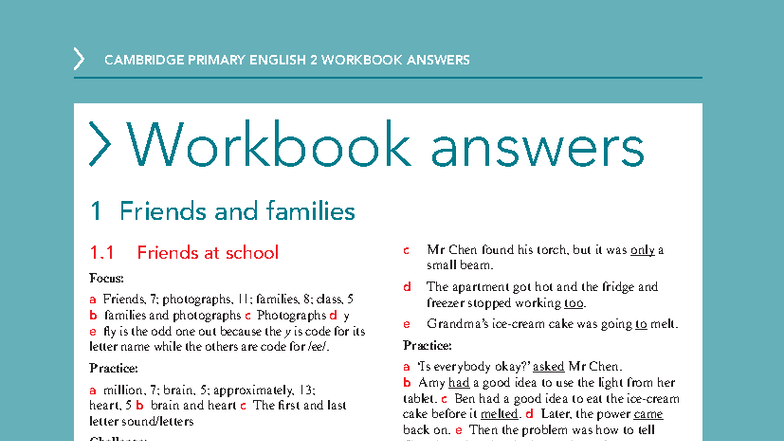 CAMBRIDGE PRIMARY ENGLISH 2 WORKBOOK ANSWERS - UNIT TEST - Studocu