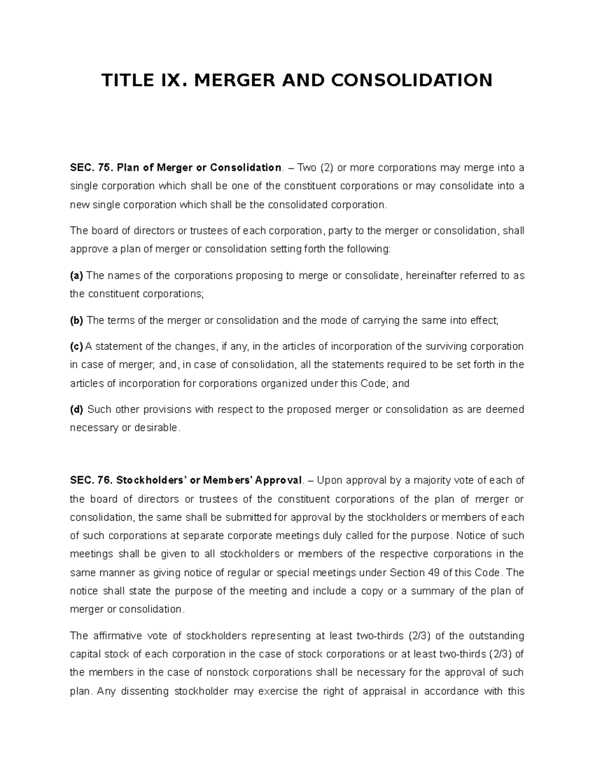 Merger and Consolidation Guidelines: Title IX Overview and Procedures ...
