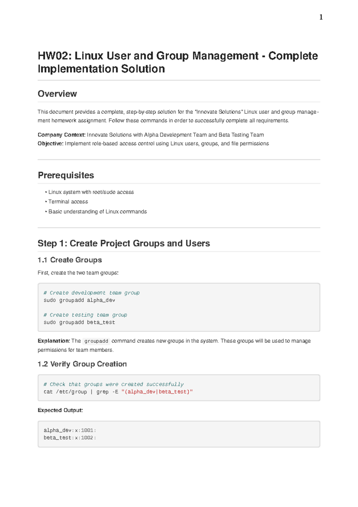 HW02: Complete Implementation Guide for Linux User & Group Management - Studocu