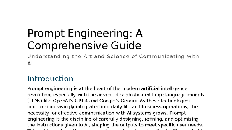 Prompt Engineering A Comprehensive Guide - Prompt Engineering: A Comprehensive Guide ...