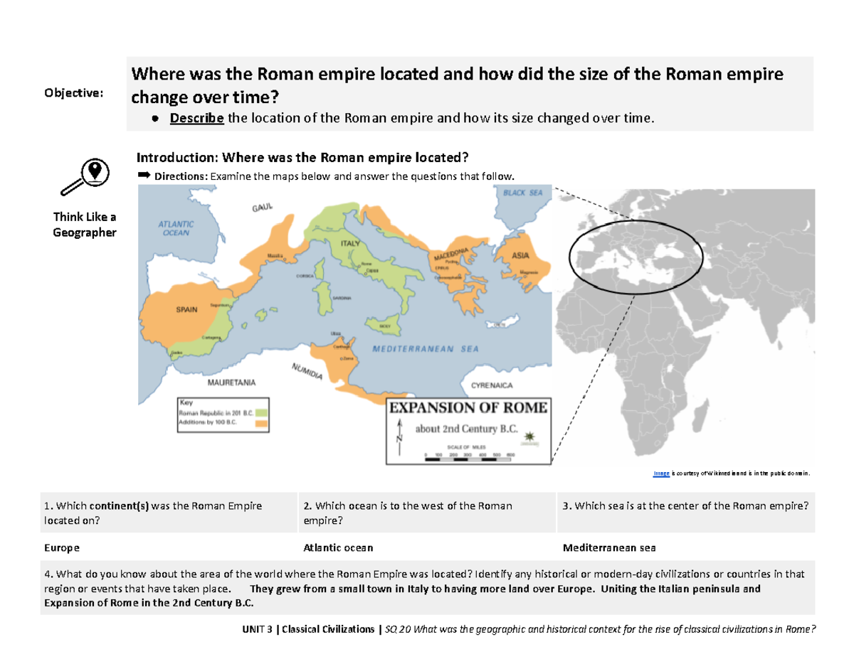 SQ 20: The Geographic and Historical Context of Classical Roman ...