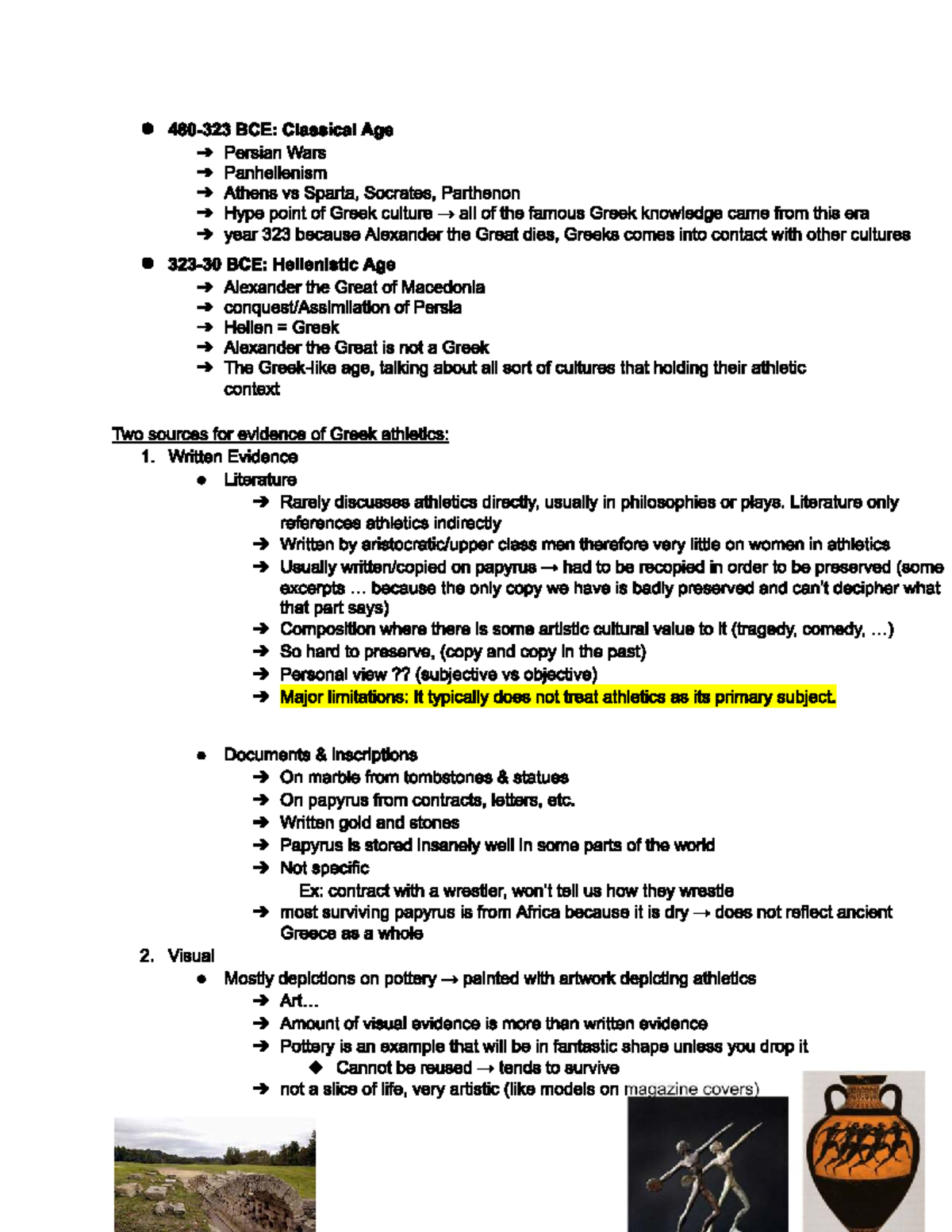 Classics 2300 - Lecture 0: Greek Culture & Athletics in BCE - Studocu