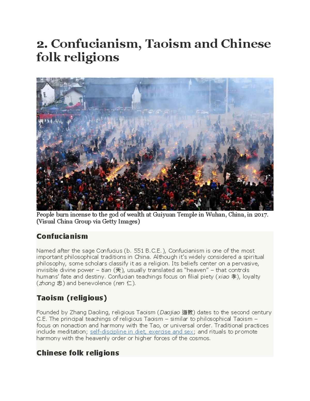 Chinese Religion: Confucianism, Taoism & Folk Beliefs Overview - Studocu