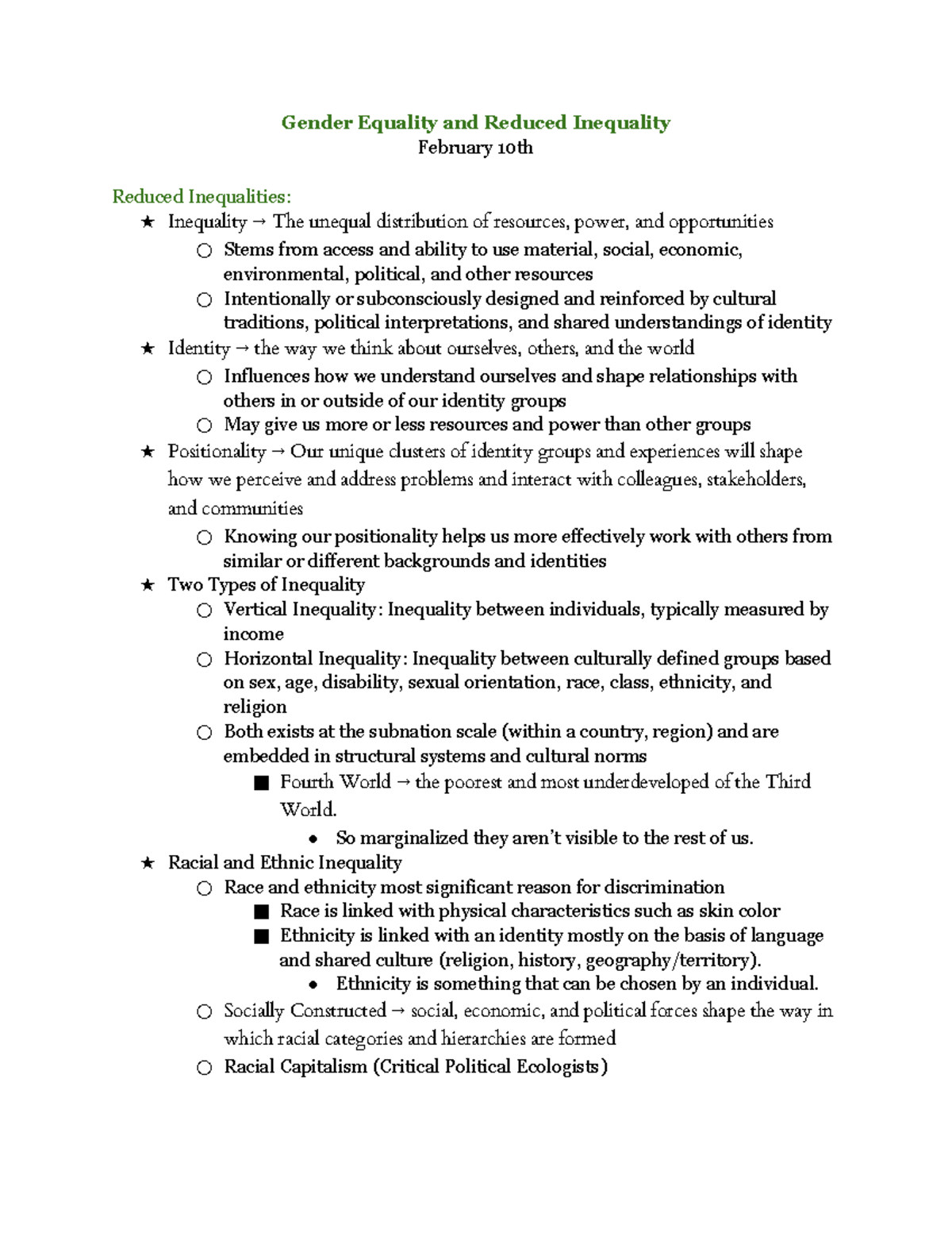 Inequality and Gender Equality: Key Concepts and Measures - SUST 1001 ...