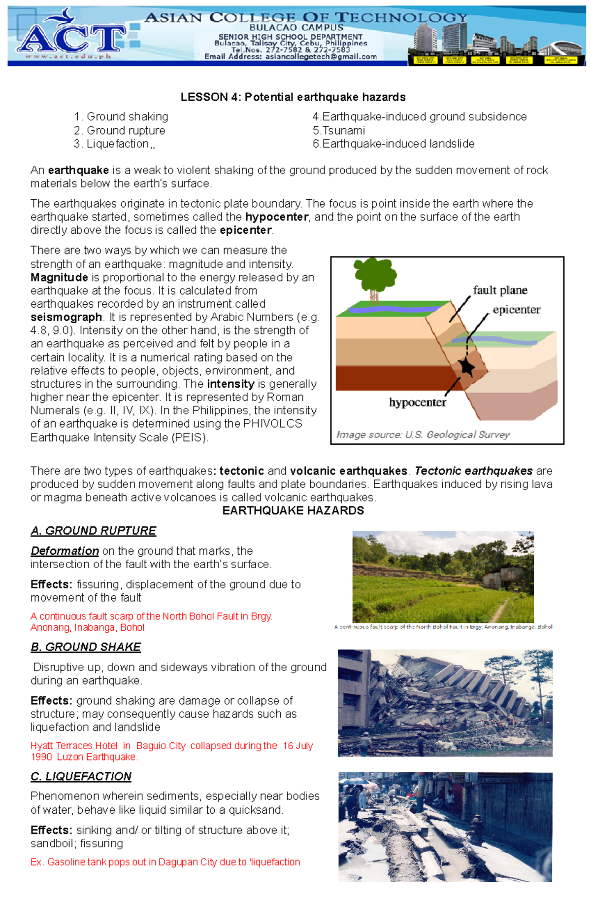 CORE-17 - Lessons 4 & 5: Earthquake & Volcano Hazards Overview - Studocu