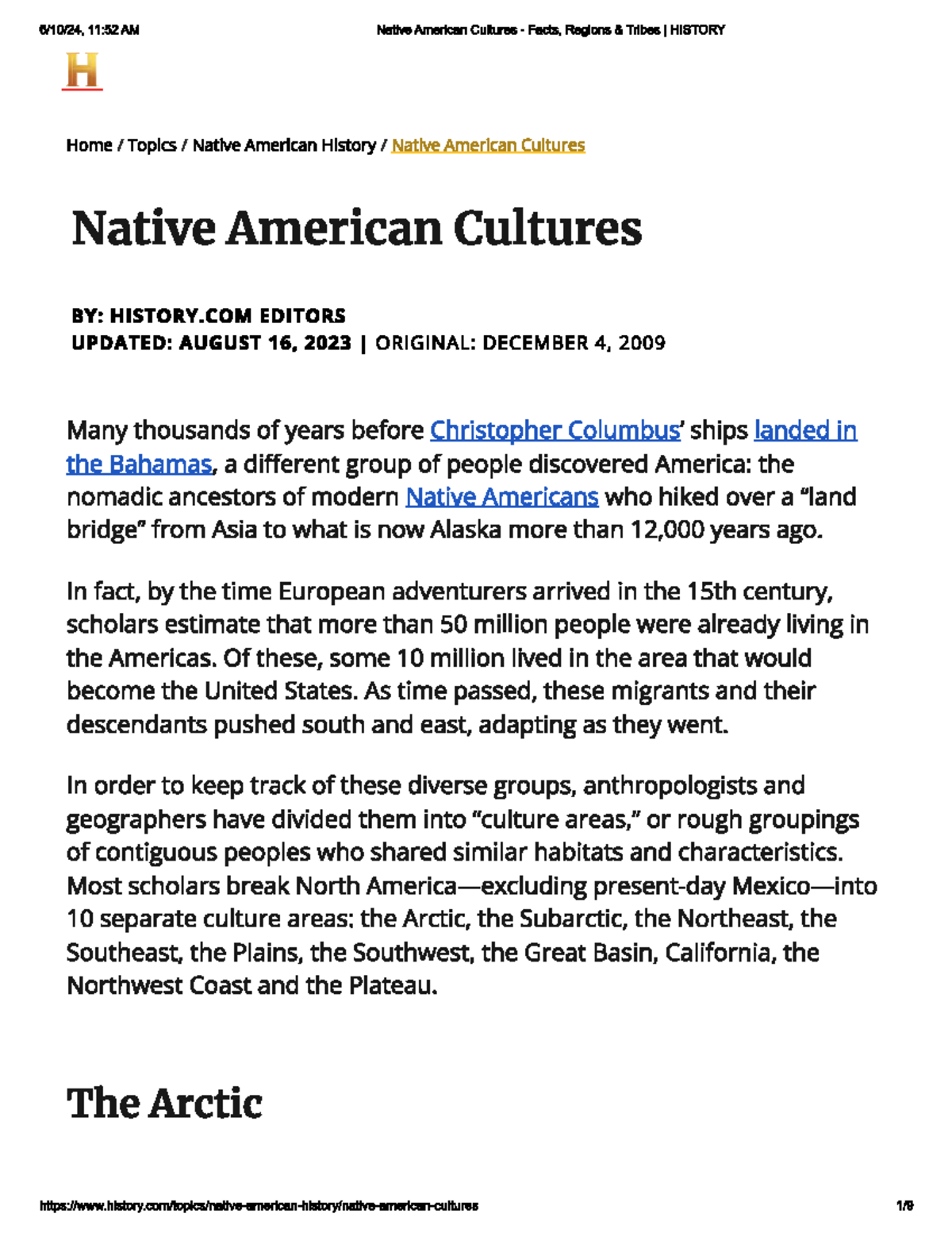 HIST 101: Overview of Native American Cultures, Regions & Tribes - Studocu
