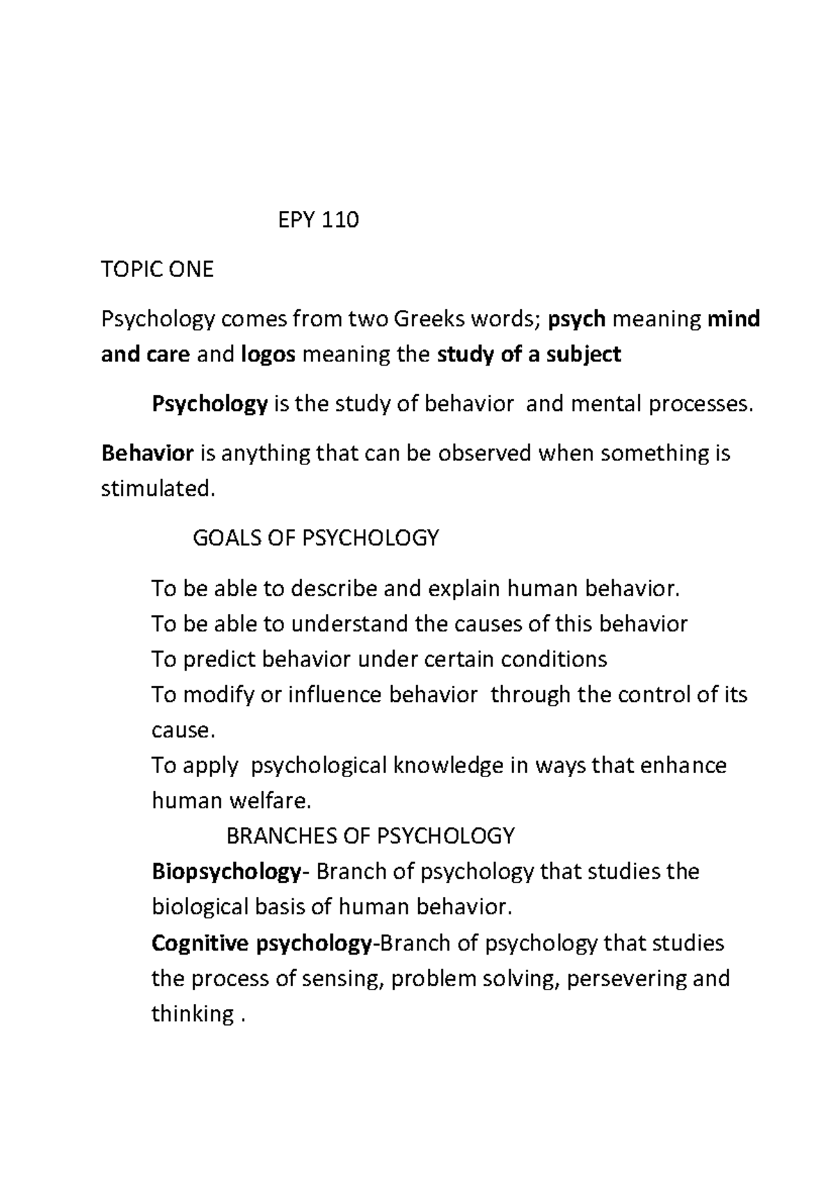 EPY 110: Introduction to Educational Psychology - Key Concepts and Theories - Studocu