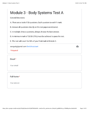 Module 3 B Exam - Module 3 – Body Systems Test B Musculoskeletal System ...