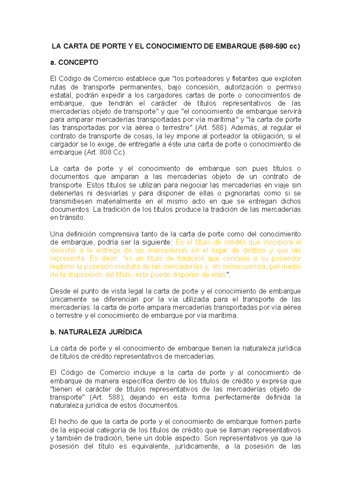 Carta de Porte y Conocimiento de Embarque: Concepto y Características ...