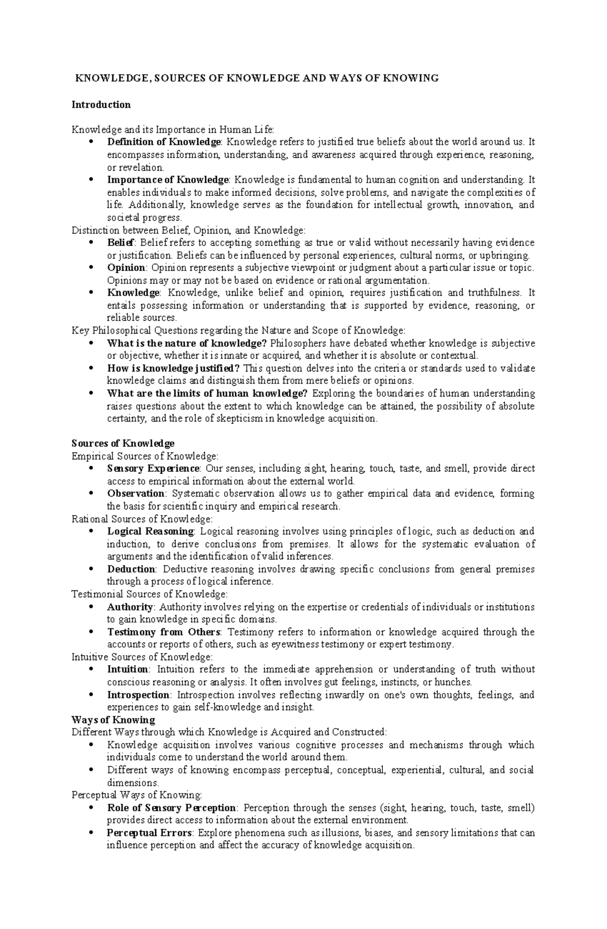 Module 5: Understanding Knowledge, Its Sources, and Ways of Knowing ...