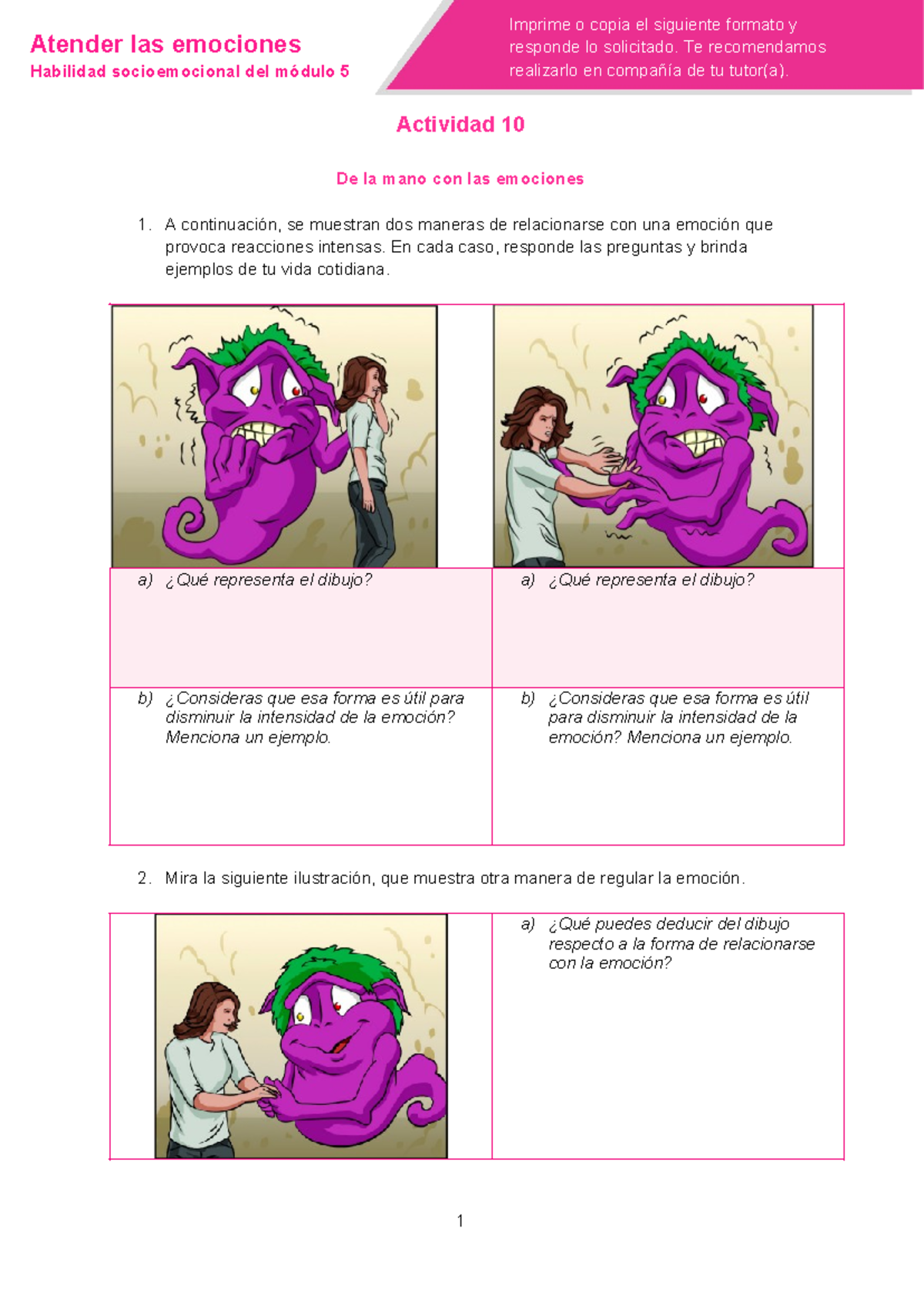 Actividad Socioemocional Semana 3 - Módulo 5: Atender las emociones ...
