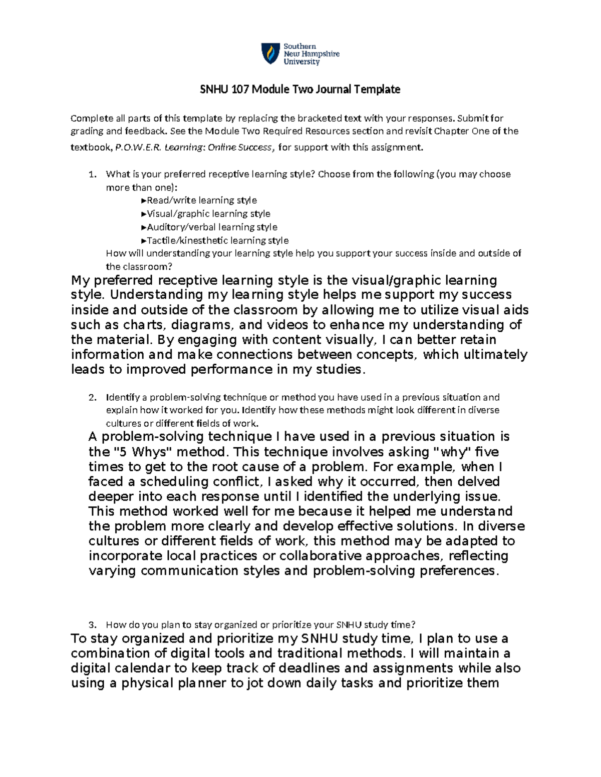John Module Two - Snhu 107 second week assignment - SNHU 107 Module Two ...