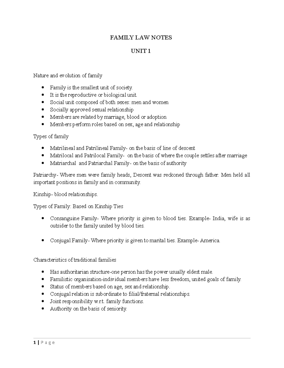 Family Law Notes: Understanding Dynamics and Evolution (LAW101) - Studocu