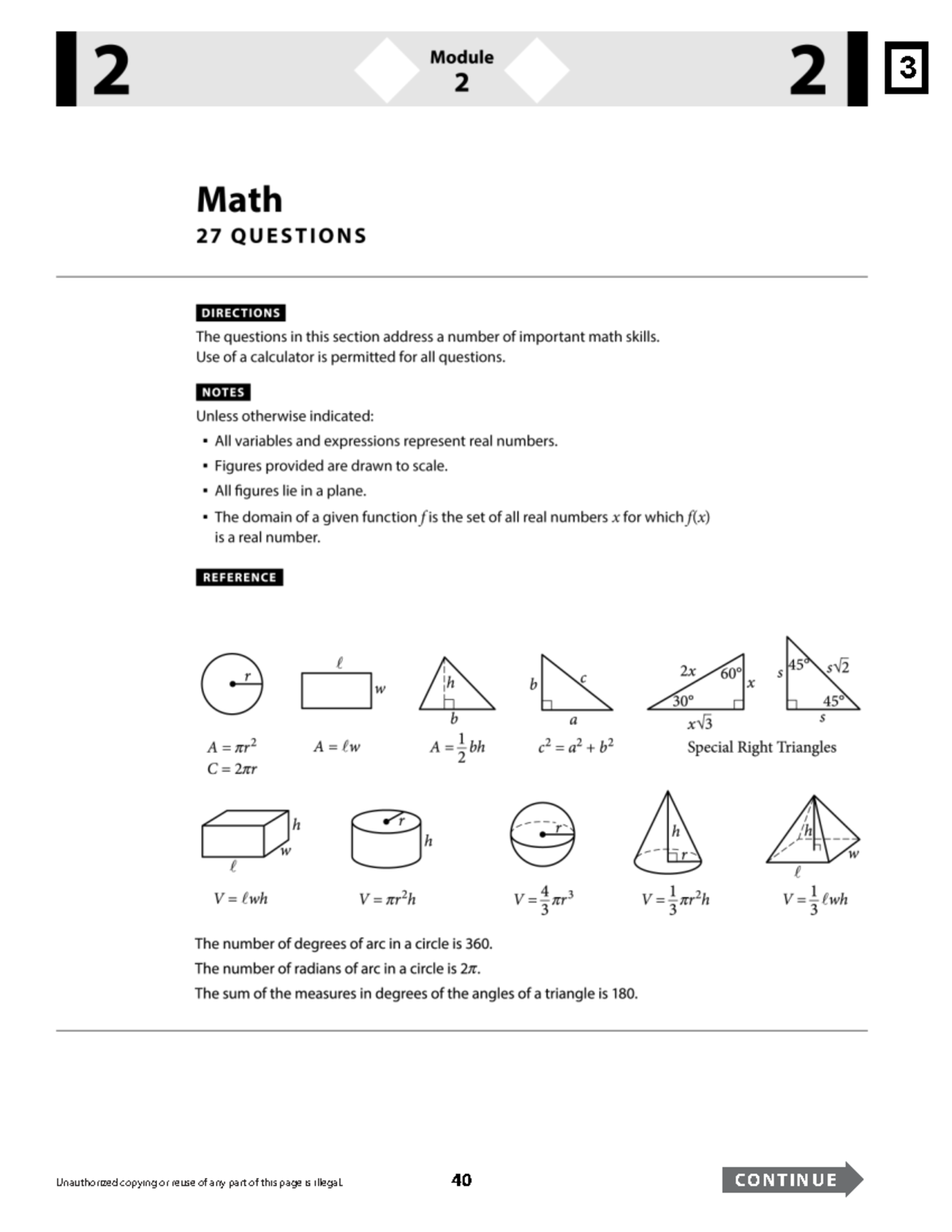 DSAT Practice Test 3 - Module 2 - Non-Adaptive Math Questions - Studocu