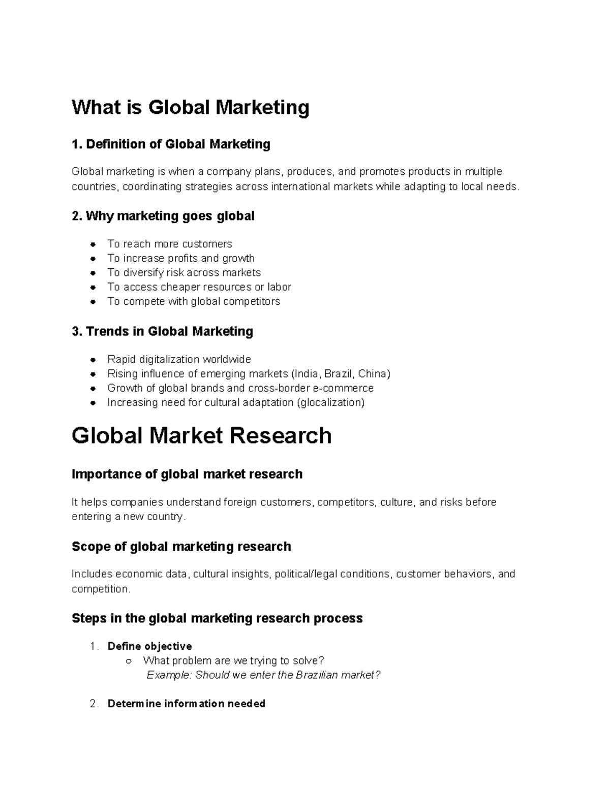 Global Marketing Study Guide: Key Concepts & Strategies - Studocu