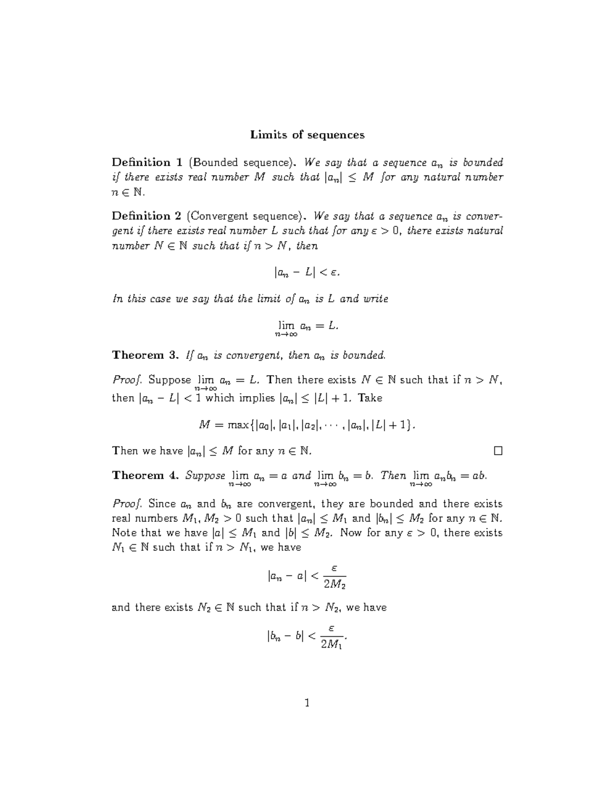 Limitsofsequences - ejemplos - Limits of sequences Definition 1 (Bounded sequence). We say that ...