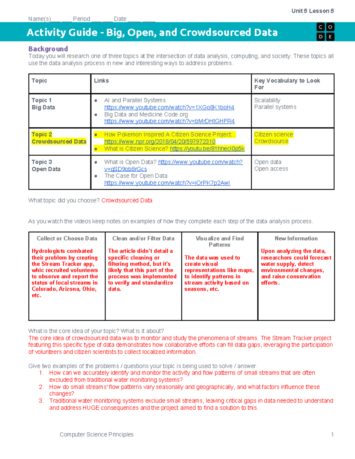 Activity+Guide+-+Big,+Open,+and+Crowdsourced+Data+-+Unit+5+Lesson+5 - Unit 5 Lesson 5 Name(s ...