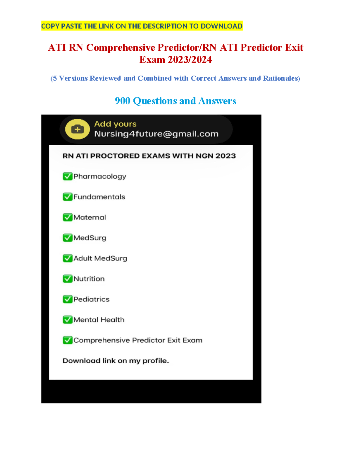 RN Proctored Exams Bundle - ATI RN Comprehensive Predictor/RN ATI Predictor Exit Exam 2023/ (5 ...