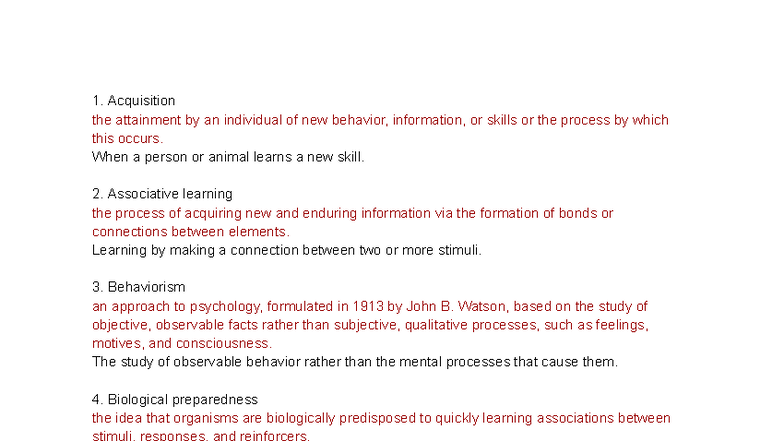 AP Psych Unit 4: Key Terms and Concepts in Learning - Studocu