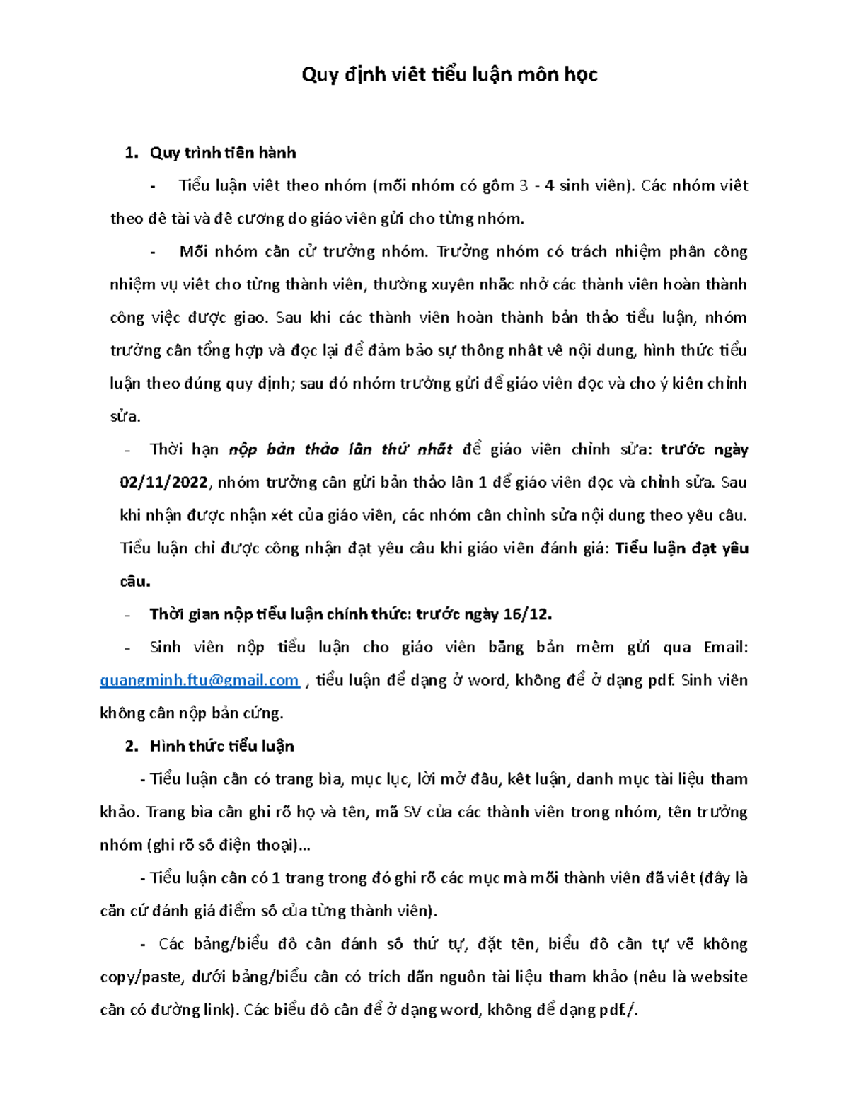 Quy định viết tiểu luận - quy dinh viet - Quy đ nh viếết t u lu n môn h ...