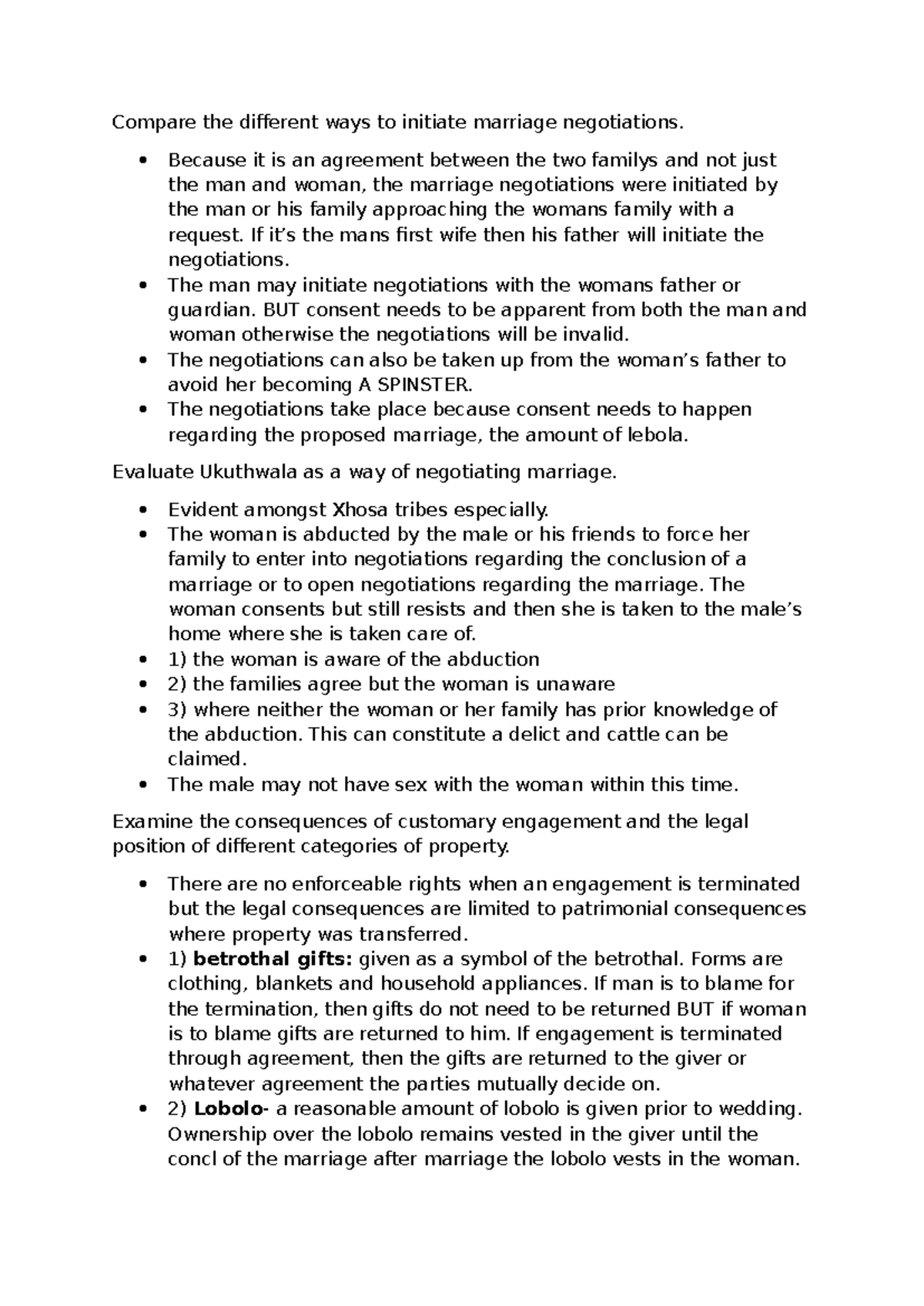 Indigenous Law LU2: Customary Engagement and Marriage Negotiations ...