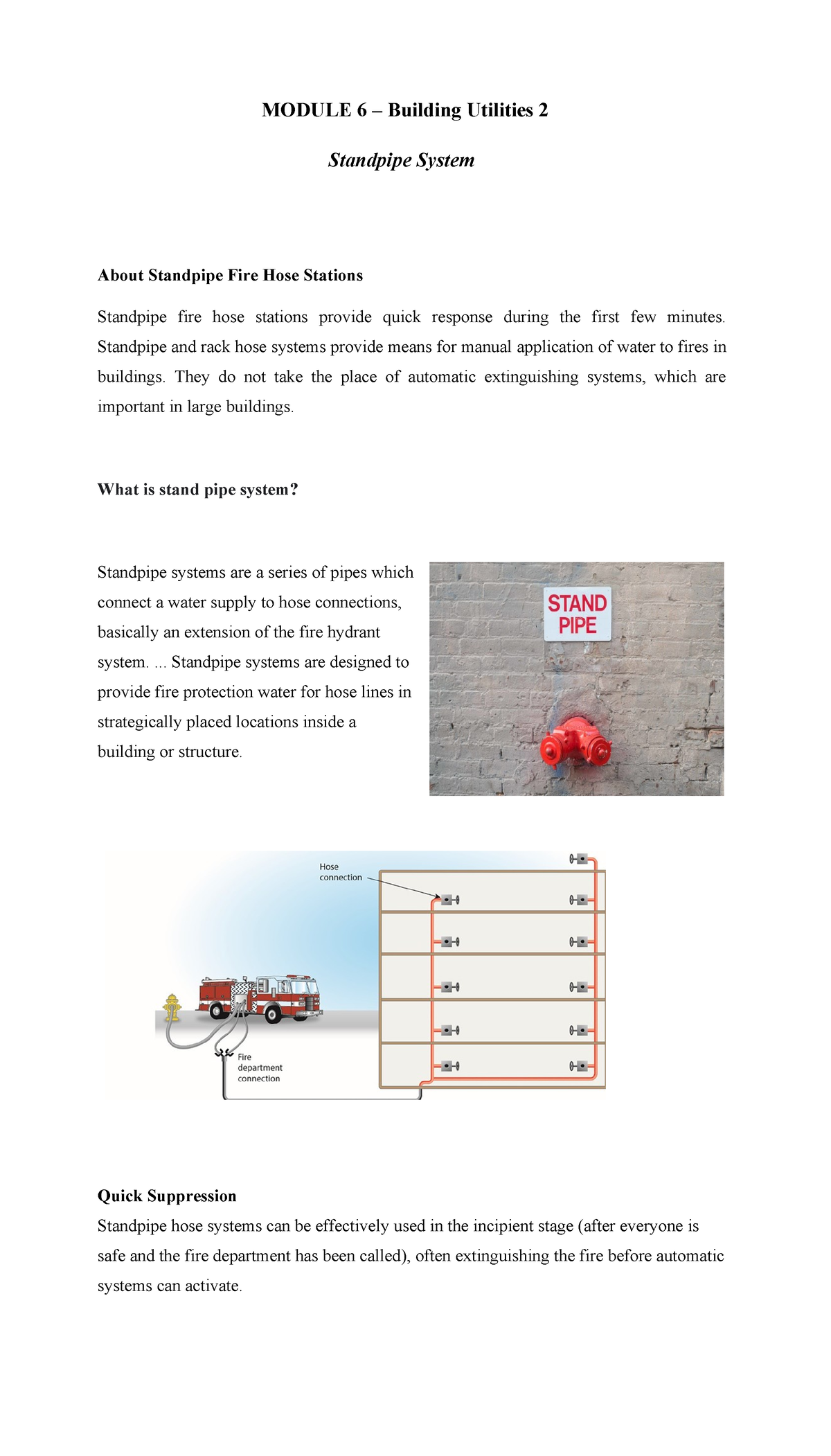 Module 6: Standpipe System Overview and Design (BU-2) - Studocu
