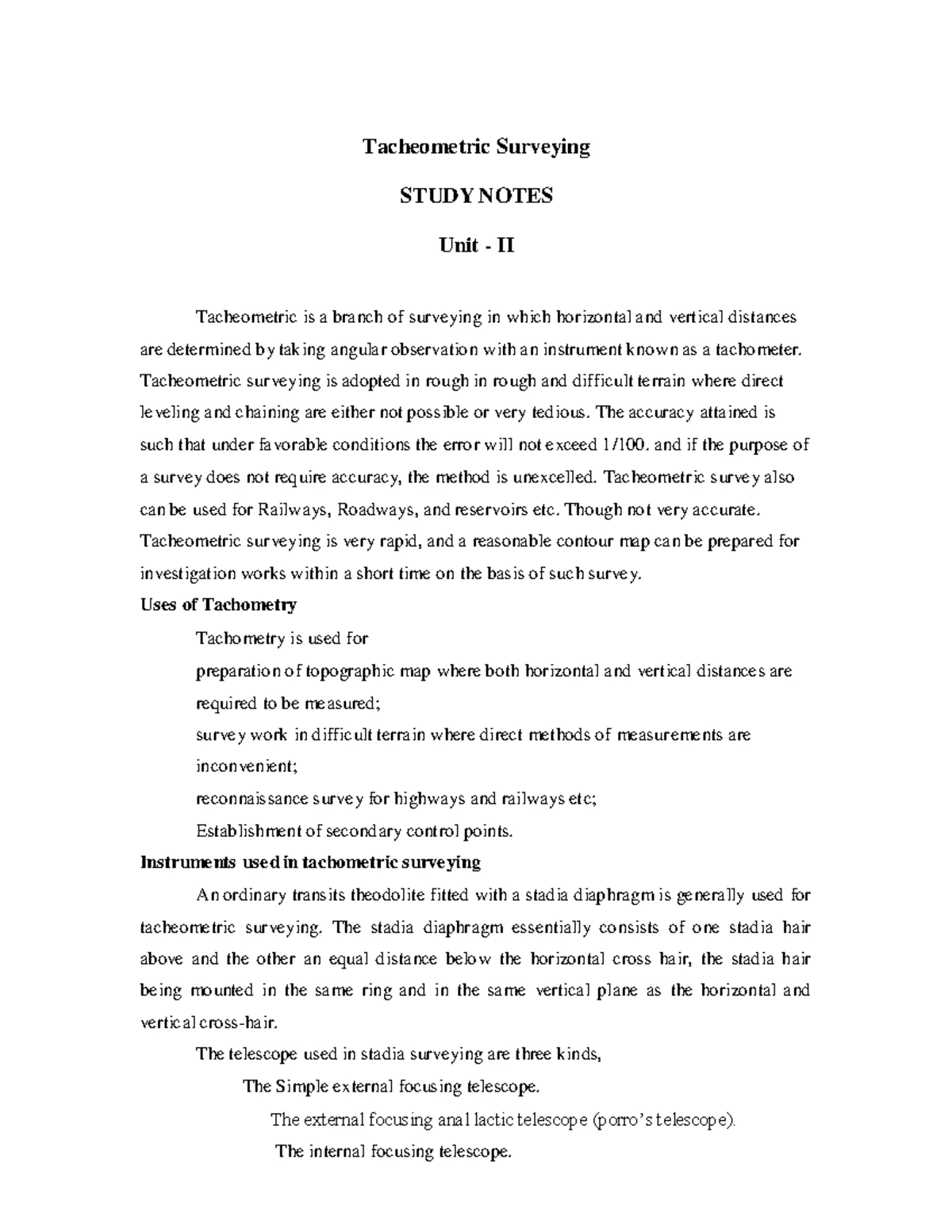 Surveying Lecture Notes - LECTURE NOTES ON SURVEYING (ACE002) B. Tech ...