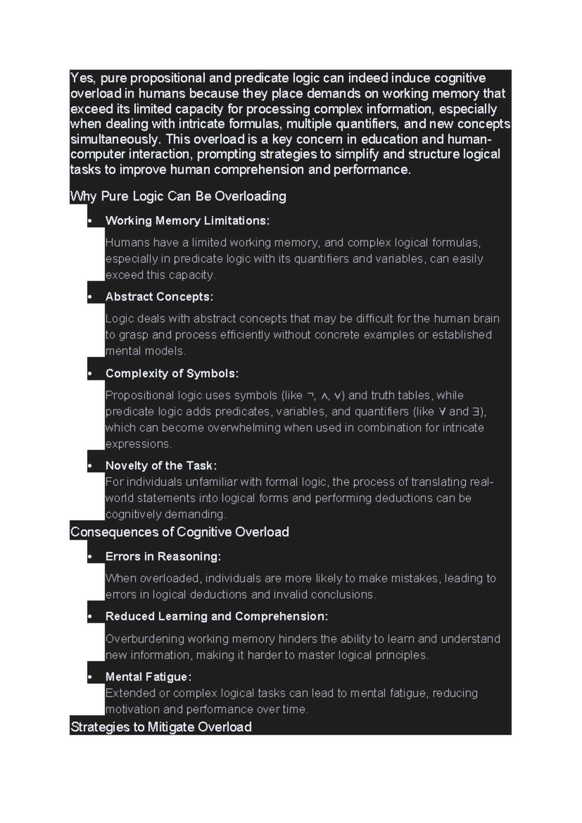 Cognitive Overload in Logic: Understanding Memory Limits and Strategies ...