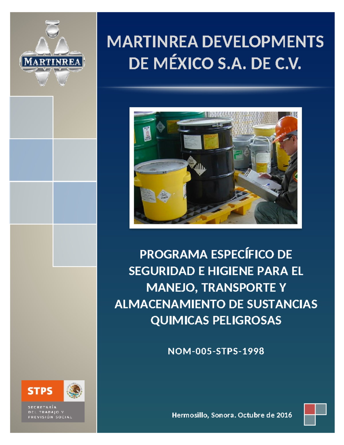 Programa ESPECÍFICO de Seguridad e Higiene para Transporte y Almacenamiento de Sustancias ...