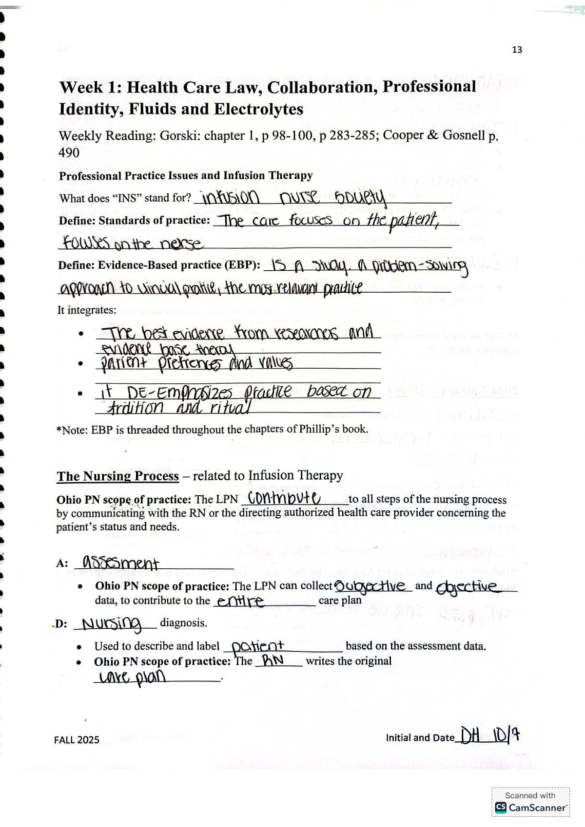 NUR 172 Week 1: Health Care Law, Infusion Therapy, and Nursing Practice ...